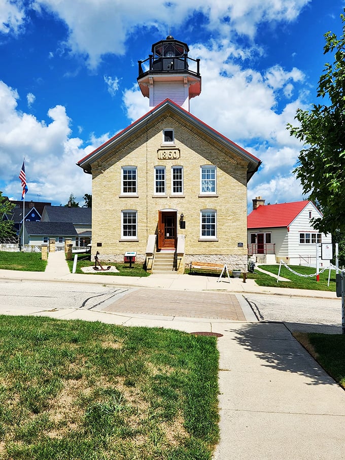 Behold, the lighthouse in all its glory! It's like a giant, historical Lego set, but with way more charm and far fewer foot injuries.