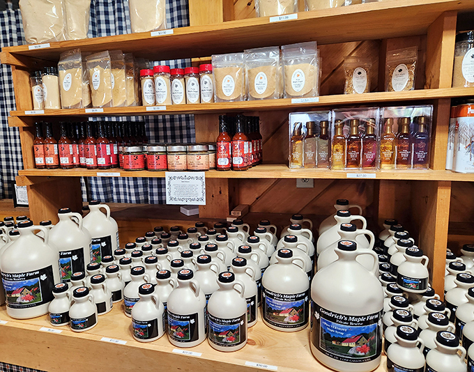 Jars of joy, neatly lined up like soldiers ready for breakfast battle. Each one a potential pancake's best friend.