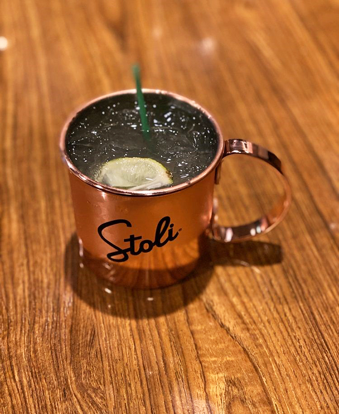 Copper mug magic! This Moscow Mule isn't just a drink, it's a shiny beacon of hope in a world of plain glass tumblers.