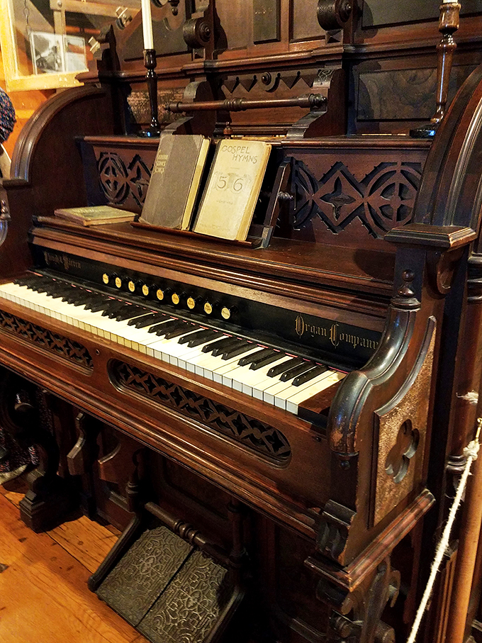 Who needs Spotify when you've got this beauty? This antique piano is just waiting for someone to tickle its ivories and play a flour-grinding ditty.