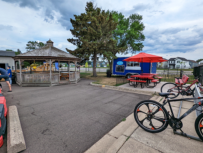 Gazebos, food trucks, and picnic tables - oh my! This isn't just an amusement park, it's a full-blown outdoor hangout spot for the whole family.