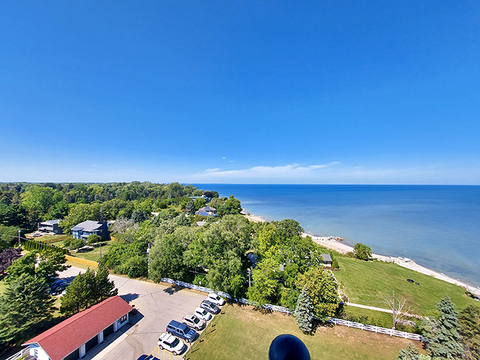 Bird's eye view or lighthouse keeper's dream? Either way, this panorama of Lake Michigan's shoreline is more breathtaking than trying to climb all those lighthouse stairs.