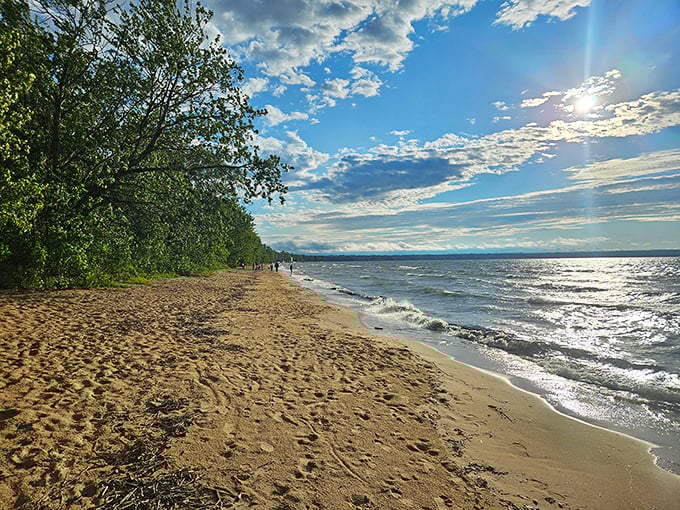 Crystal clear waters meet golden sands. Brimley State Park: where tranquility comes with a Great Lakes view.