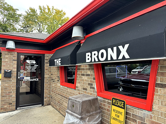 Red-hot sandwich spot! Bronx Deli's bold signage promises a taste of the Big Apple in every bite.