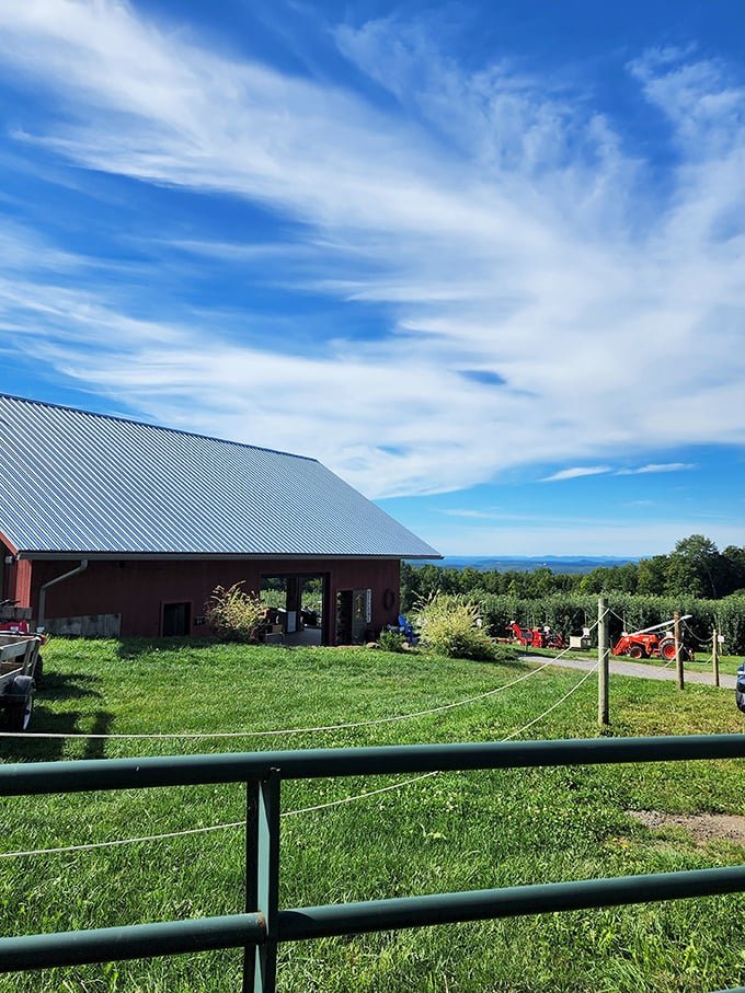 Pack a picnic and park yourself here. The apples are crisp, but the views are even crisper.