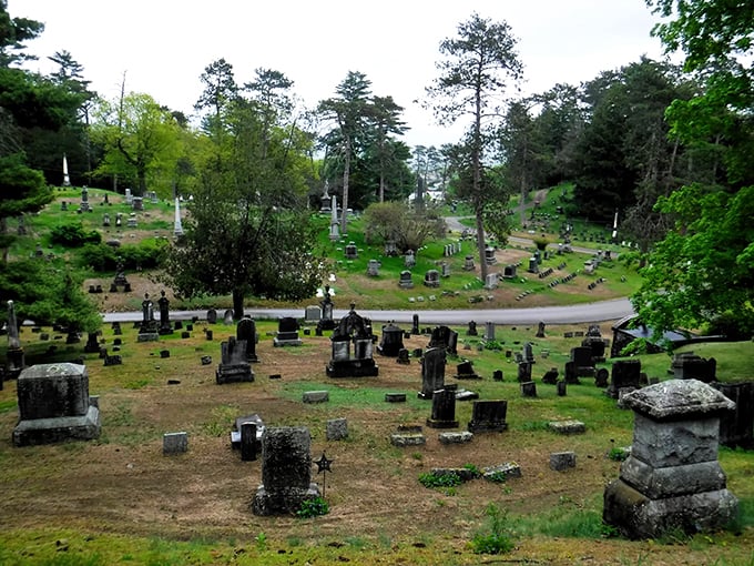 Where history sleeps! Evergreen Cemetery's Victorian monuments tell tales of lives past, etched in stone.