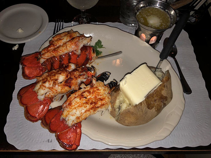 The holy trinity of seafood! These three lobster tails are so perfectly aligned, they could start their own synchronized swimming team.