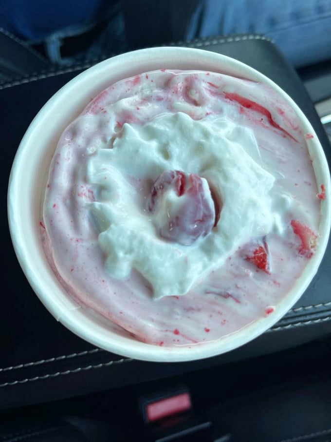 Cherry cobbler concrete: It's like grandma's best dessert got a cool, creamy makeover. Sorry, grandma!
