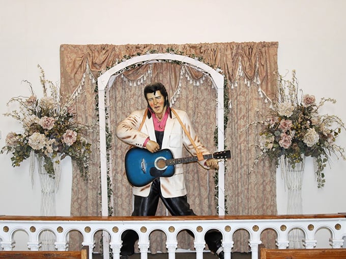 Elvis has entered the building... and apparently, the Old West! The King's statue adds a whole lotta shakin' to this history lesson.