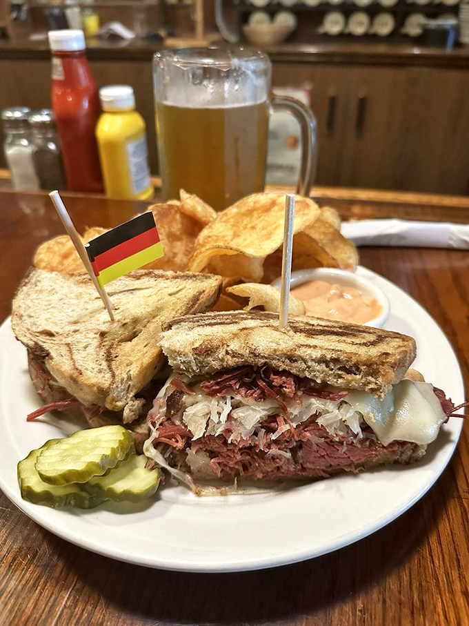The Reuben that puts the 'awe' in sauerkraut, paired with a Pilsner that's basically liquid gold. Name a more iconic duo... I'll wait.