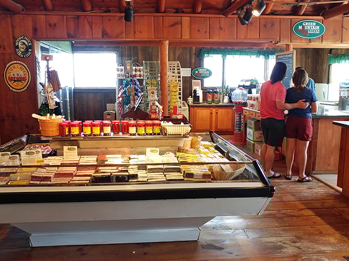 The fudge counter: where diets go to die and happiness is born. It's like a sugary United Nations of flavors.