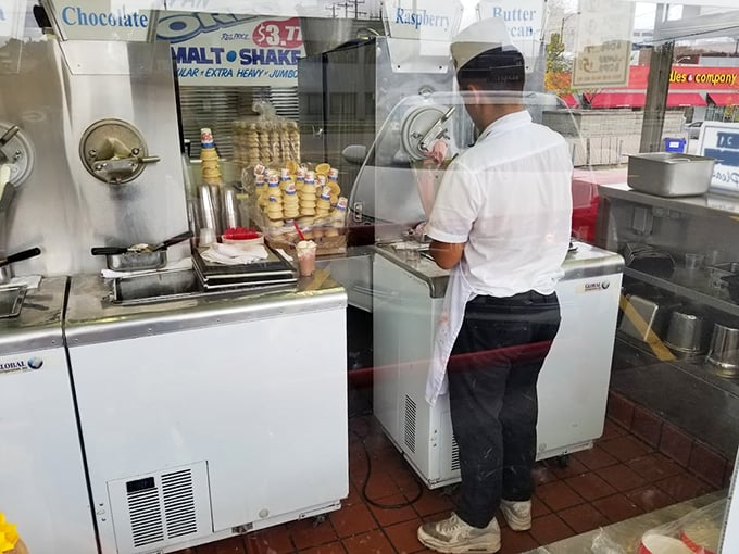 Behind the scenes at custard central! Leon's staff work their magic, turning simple ingredients into scoops of joy.