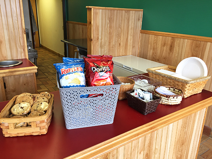 Snack attack central! Lehto's counter is a treasure trove of treats, from classic chips to homemade cookies.