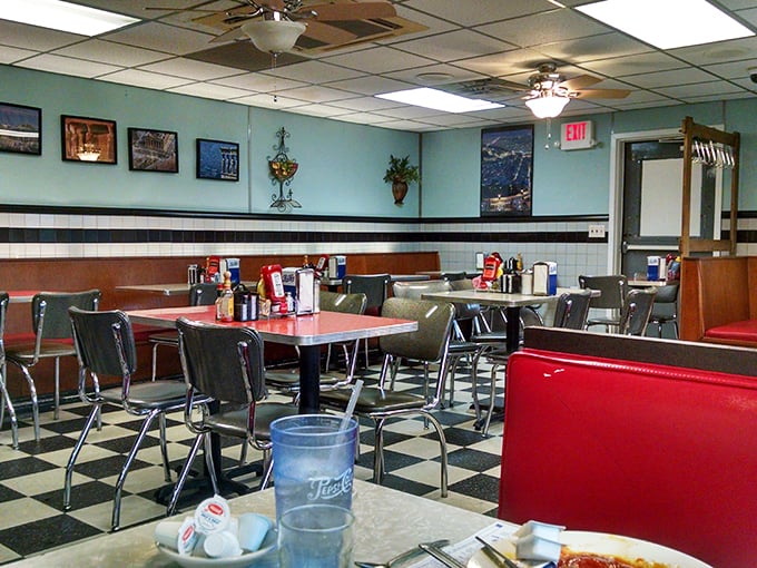Where Norman Rockwell meets "Grease." This dining area is serving up nostalgia with a side of small-town charm.