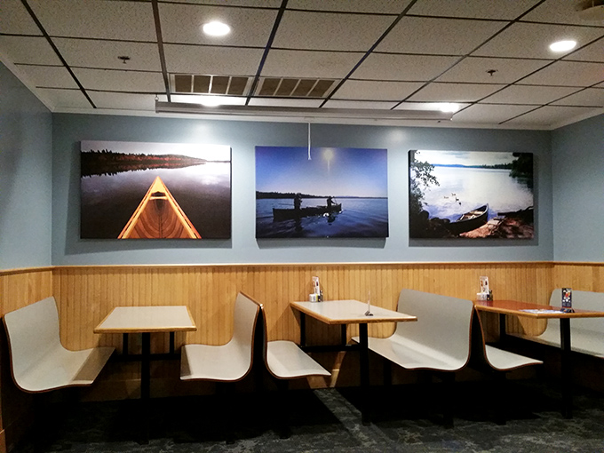 Dine with a view of Maine's natural beauty. These wall-sized photos are like windows to adventure &ndash; no bug spray required!