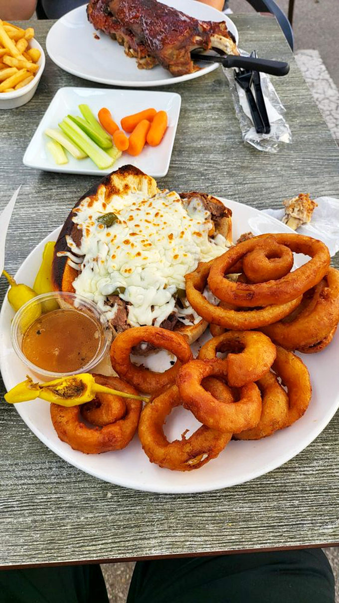 Sandwich dreams do come true! This Italian stallion is stacked higher than a Jenga tower and oozing with melty, meaty goodness.