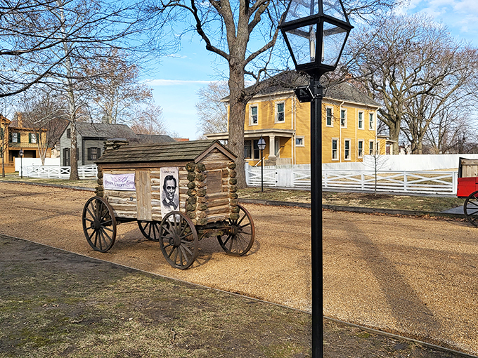 Who needs a time machine when you've got a log cabin on wheels? Lincoln's campaign trail just got a whole lot cozier.