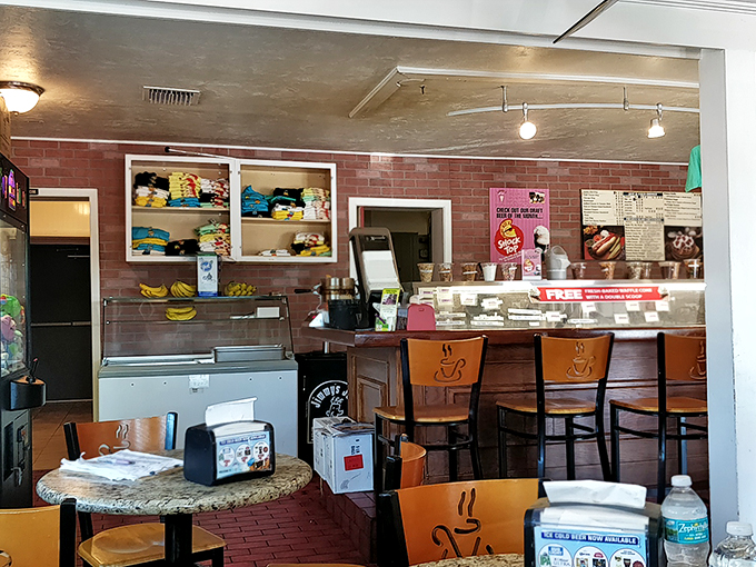 Pull up a chair and stay awhile! Larry's cozy seating area invites you to linger longer than your waistline might prefer.