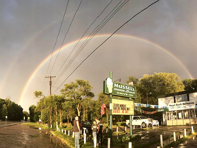 Mother Nature approves! Even rainbows can't resist stopping by Mussell Beach Drive-In for a taste of nostalgia.