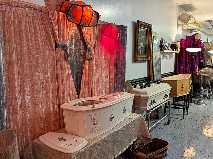 Choose your eternal resting place! This colorful array of coffins proves that even in the afterlife, we all want to stand out from the crowd.