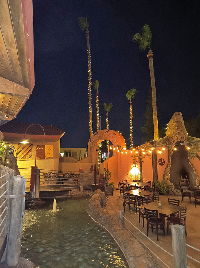 As night falls, the tavern transforms into a twinkling grotto. It's like Stars Hollow meets the Wild West, with better food.