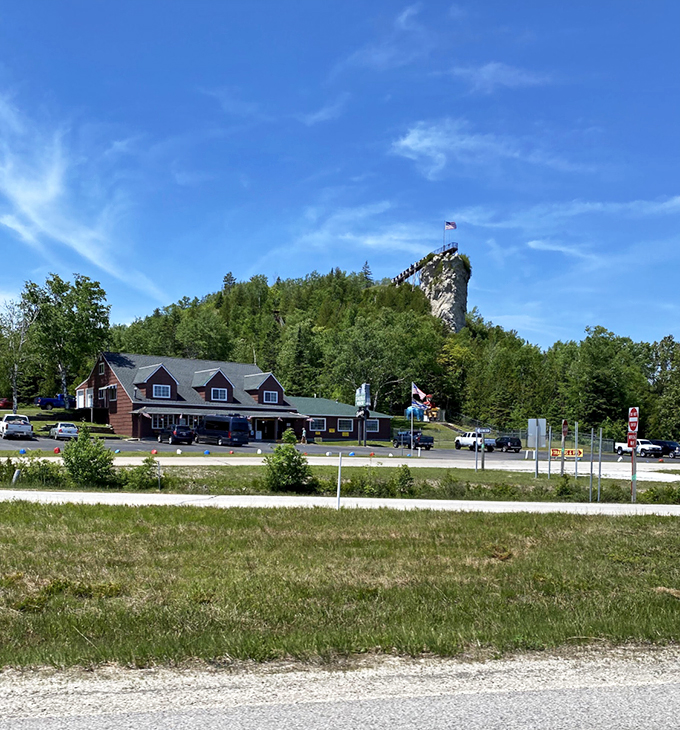 "Rustic charm meets geological marvel &ndash; only in Michigan!" The quaint gift shop nestled at the base of Castle Rock invites exploration.