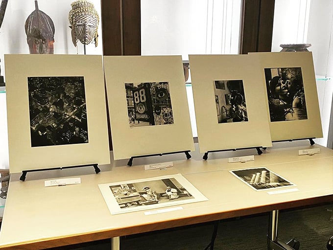 Framed moments in time. These vintage photographs are like windows to another era, each one a story waiting to be told.