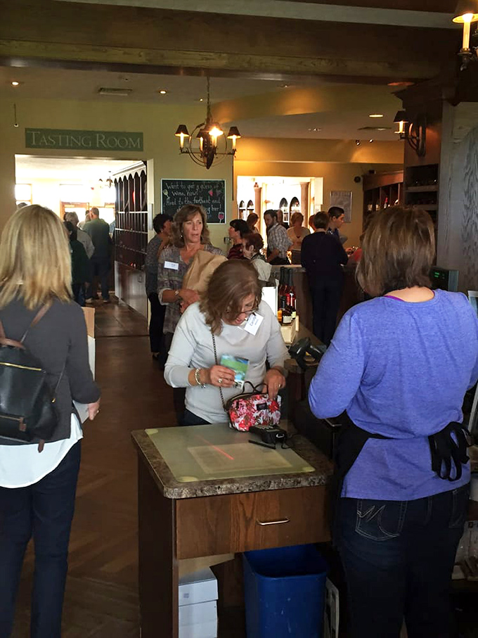 Wine brings people together, and this tasting room is like a United Nations of oenophiles. Cheers to new friendships!