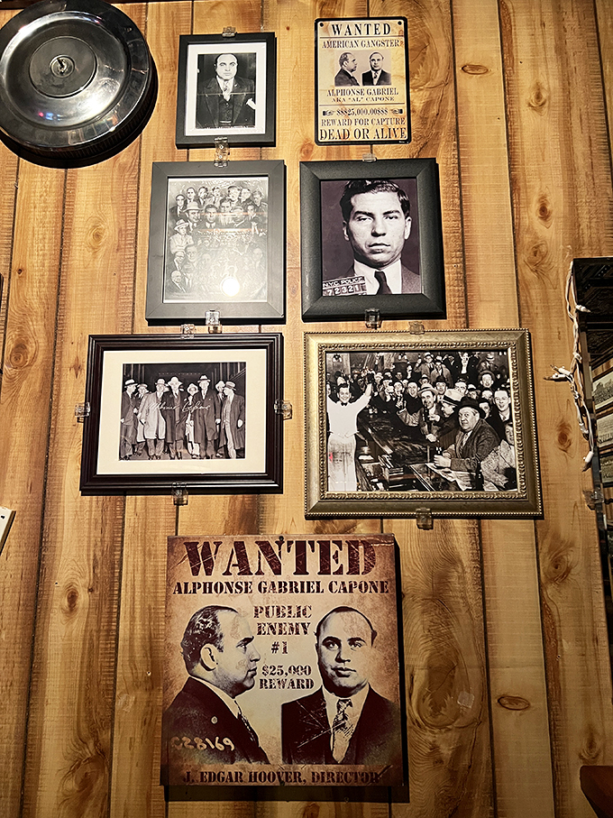 Al Capone, is that you? The walls here are a rogues' gallery of American history, both the famous and the infamous.