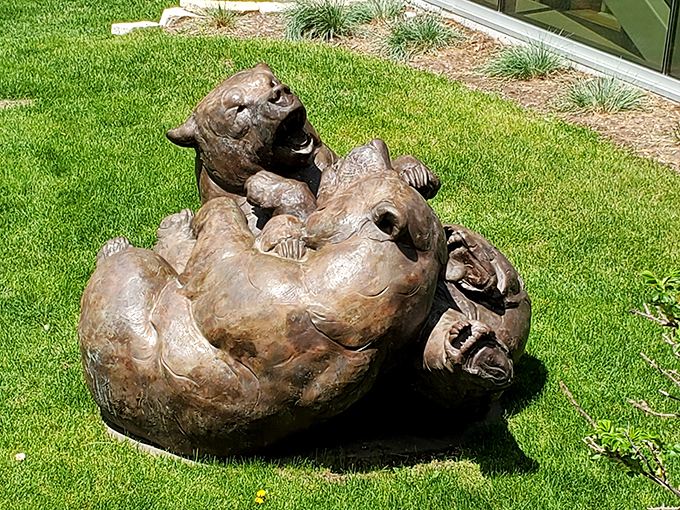 Bear-ly containing our excitement! These playful bronze bruins invite visitors to pause and ponder the lighter side of wildlife art.
