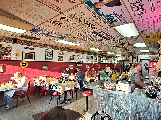Diner paradise found! This bustling interior is where breakfast dreams come true and diet plans go to die (in the most delicious way possible).