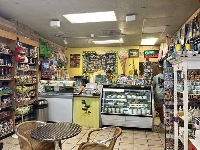 Step into a world where calories don't count! This charming interior is a treasure trove of tropical treats and local flavors.