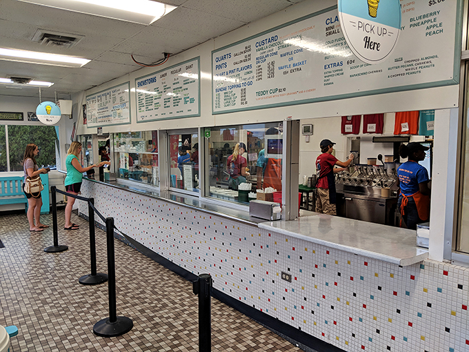Where the magic happens! This counter is the stage where frozen dreams come true, one scoop at a time.