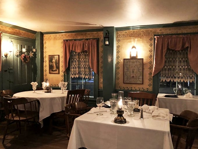 Dining room or time machine? With decor this authentic, don't be surprised if you start speaking in a colonial accent by dessert.