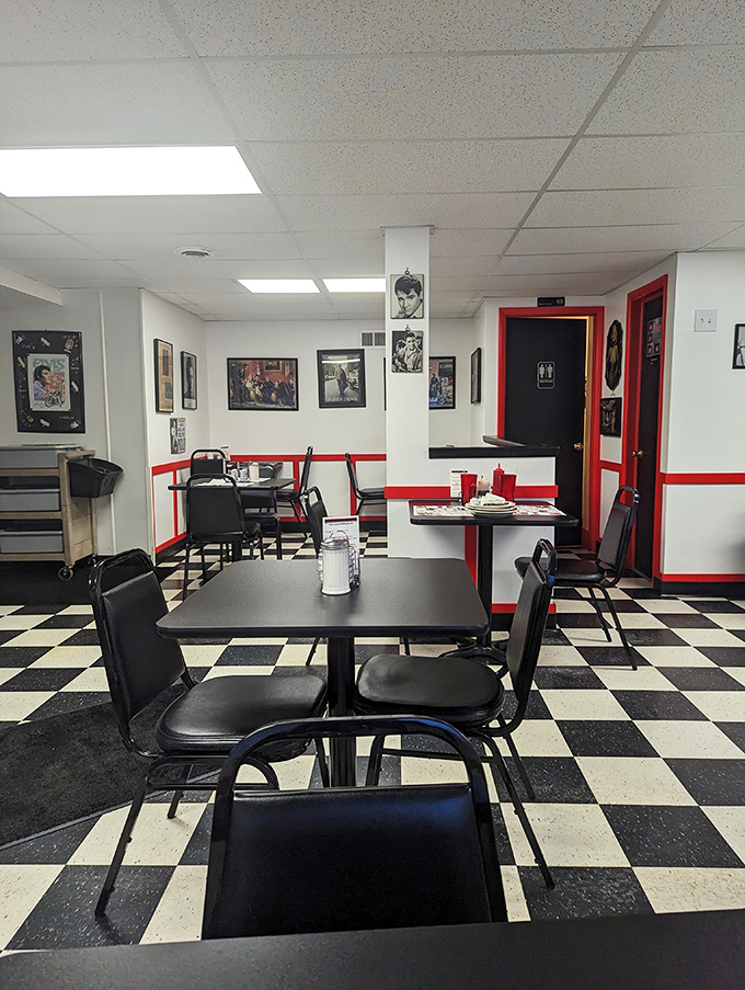 Elvis hasn't left the building&mdash;he's on the wall! This diner's got more personality than a Tarantino flick.