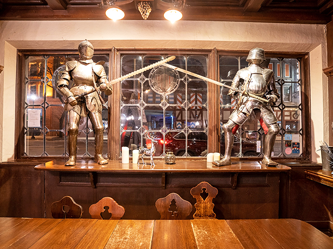En garde, hunger! These knights stand ready to defend your right to devour schnitzel and sip steins in medieval splendor.