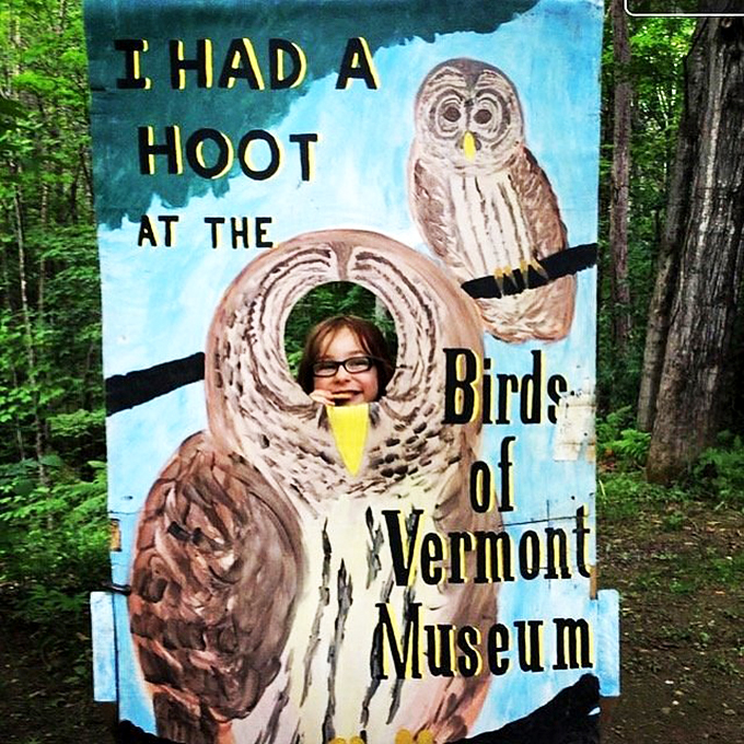Who wouldn't have a hoot posing in this clever photo op? It's Instagram-worthy fun for bird lovers of all ages.