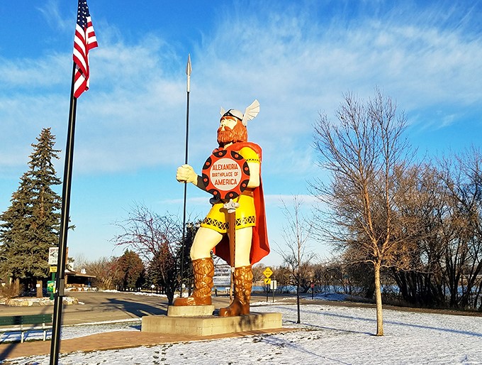 Big Ole braves the Minnesota winter like a champ. He's probably thinking, "This is nothing compared to a Scandinavian frost!"