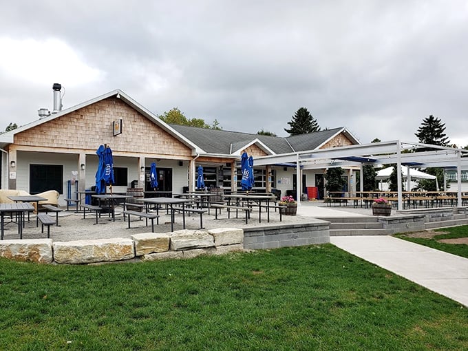 What a great place to relax! You should grab a seat outside and enjoy a drink on this beautiful patio in Egg Harbor.
