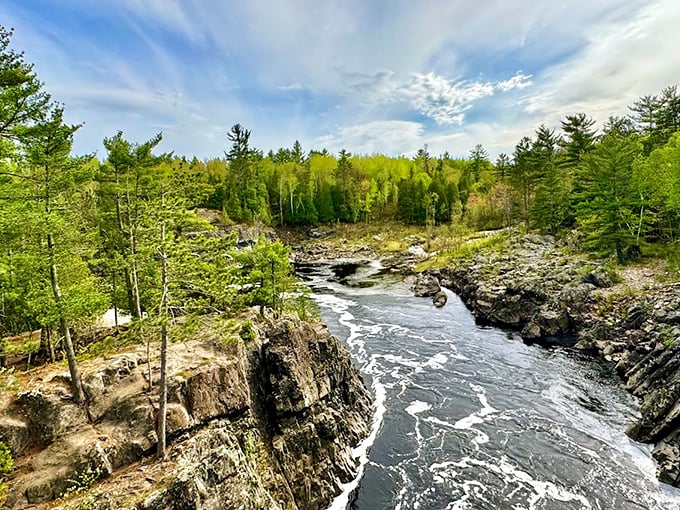 Jay Cooke's swinging bridge: Your front-row seat to nature's own roller coaster. Hold on tight and enjoy the ride!