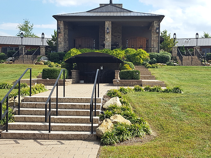 Wine castle or modern marvel? Walker's Bluff's impressive facade sets the stage for a regal tasting experience.