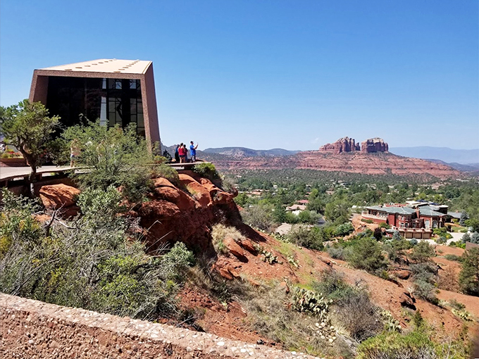 Praise be to panoramic views! This architectural marvel proves that faith can indeed move mountains – or at least build on them.