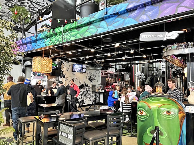 The ultimate pit stop for hop heads. The Alchemist's interior promises a tasty education in the art of brewing.