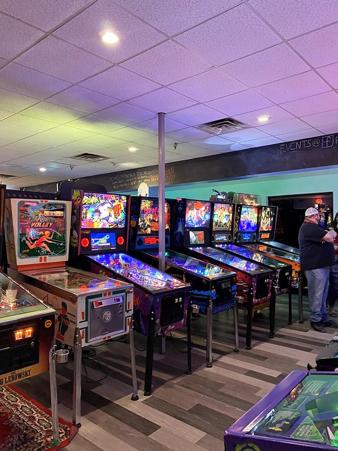 Roadside ring-ding-ding! Let the soothing sounds of pinball recharge your travel-weary soul.