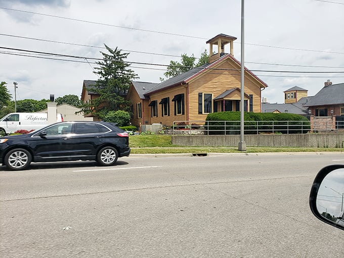 "Stained glass and world-class: The Refectory's awning invites you to worship at the altar of fine dining."