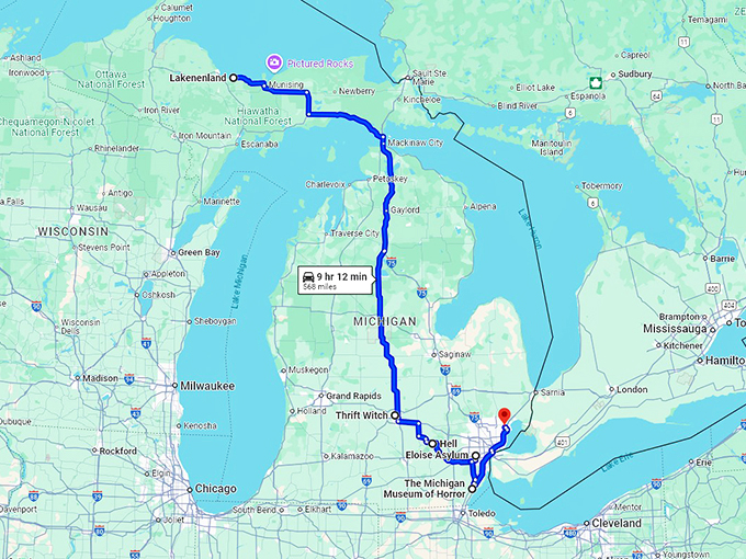 spooky-weird-michigan-spots map