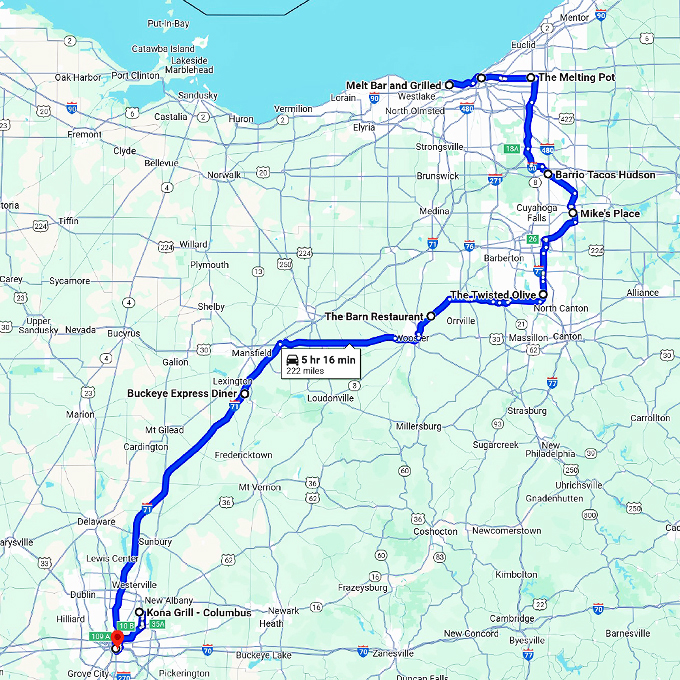 funky themed restaurants ohio map