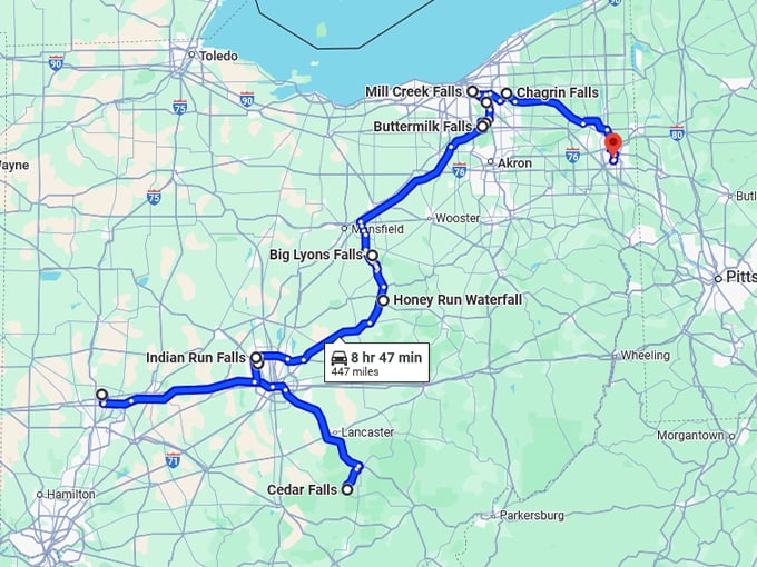 Ohio secret waterfalls map