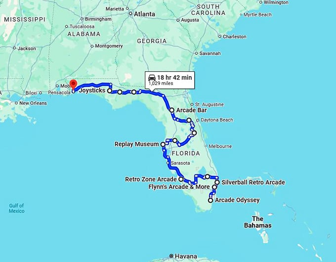 arcade road trip florida map