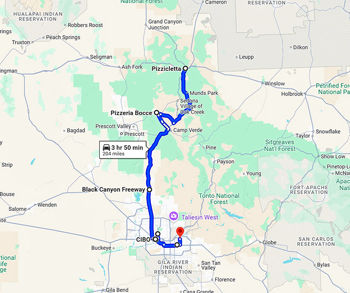 arizona charming pizza eateries map